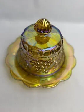 Indiana Glass | Dining | Indiana Glass Butter Dish Harvest Gold Vintage ...